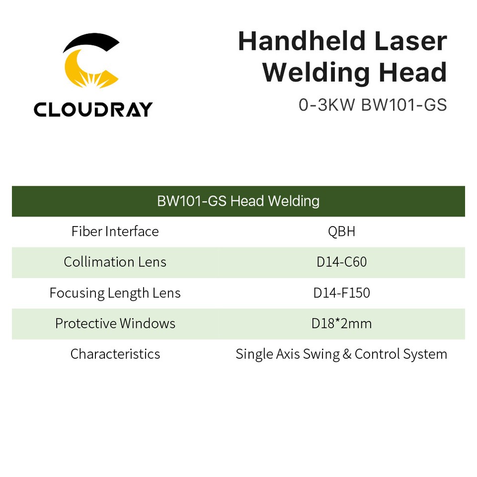 Cloudray Handheld Laser Welding Head 0-2kW BE101-GS+Wire Feeder+Laser ...