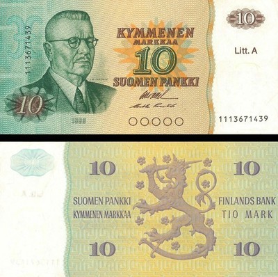 Finland - 10 Markaa - P-112a - 1980 dated Foreign Paper Money - Paper ...