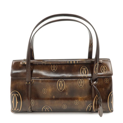 Cartier Happy Birthday 2C Logo Patent Leather Hand Bag Shoulder Bag ...