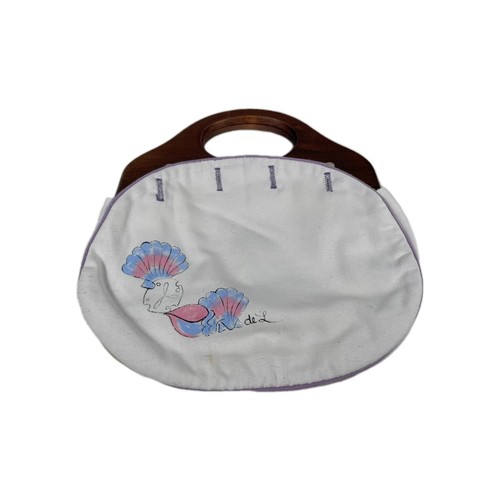 70s 80s Vtg Bermuda Bag Purse Cover Beach Seashell Summer Hand Paint ...