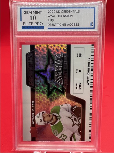 2022-23 UD Credentials Debut Ticket Wyatt Johnston RC GEM MINT 10 #195 ...