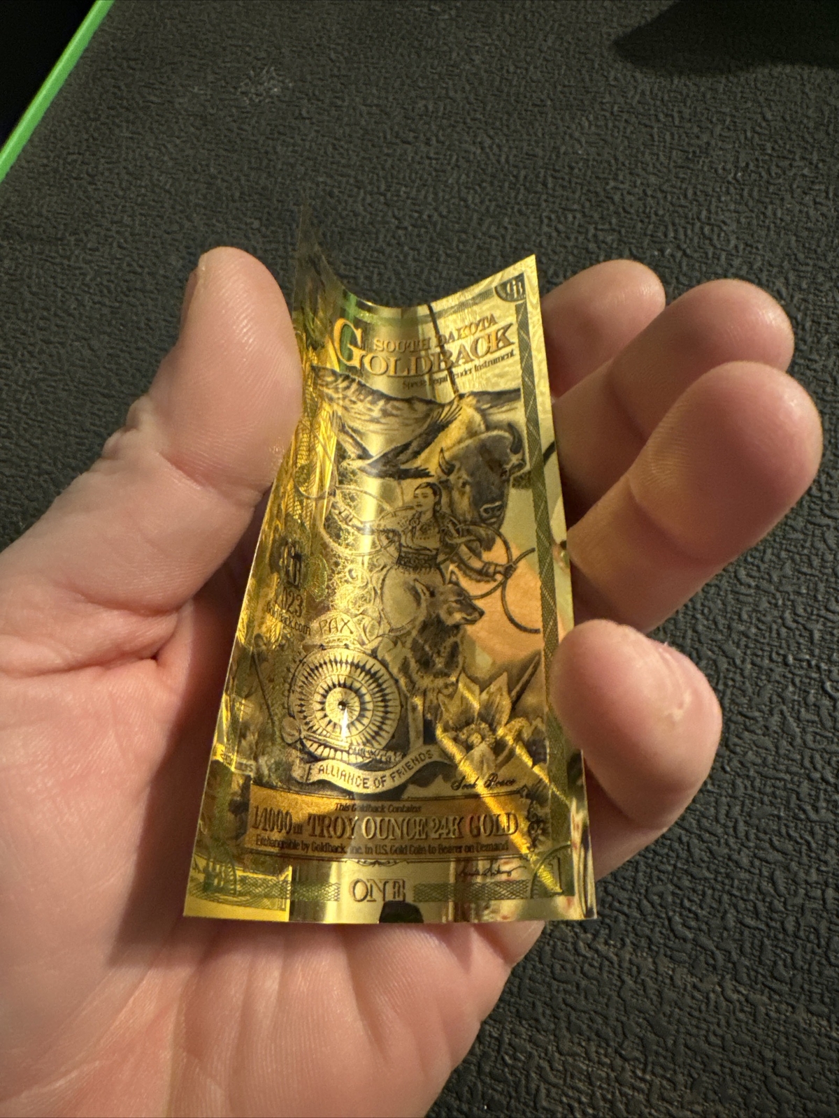 South Dakota Goldback .999 Gold Bullion Private Collector Currency 24K ...