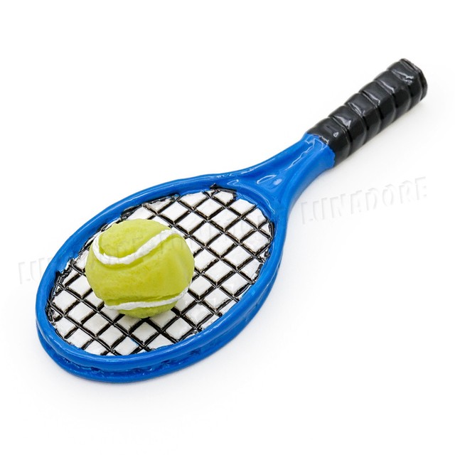 1 12 Miniature 2pcs Tennis Ball Racket Set Dollhouse Sports Accessory ...