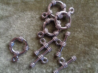 Clasp, toggle, gunmetal, 14mm round with rope design. Sold per pkg of 4 ...