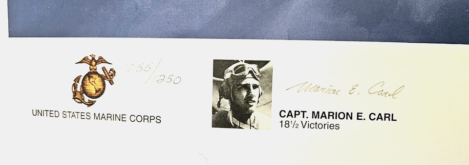 FIRST MARINE ACE - MOH MARION CARL - Ltd Ed Art Print by Roy Grinnell ...