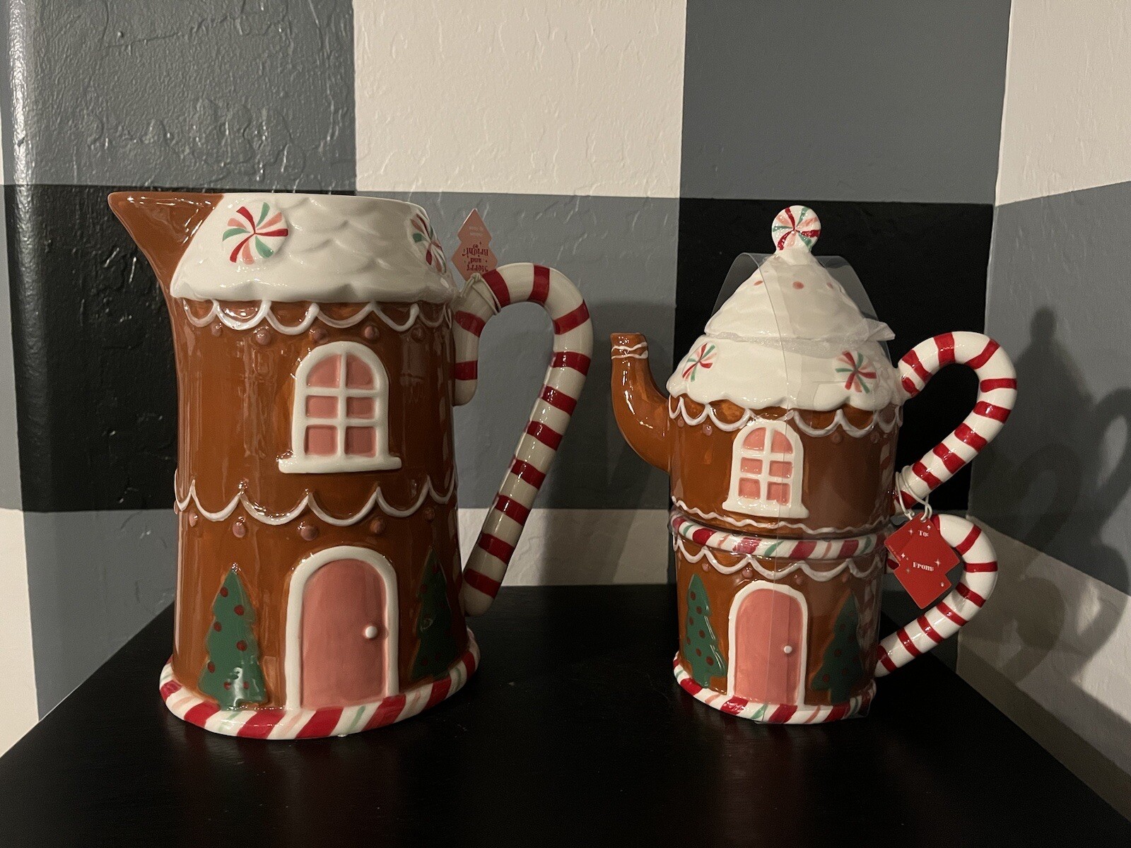 Christmas Gingerbread House Teapot, Cup & Pitcher By Merry & Bright | eBay