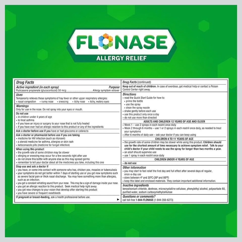 (Lot of 3) New FLONASE 24Hr Allergy Relief - 60 Metered Sprays/each ...