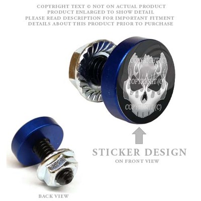2 Vivid Blue Billet License Plate Frame Tag Bolts - FLAME SKULL CRACKED ...