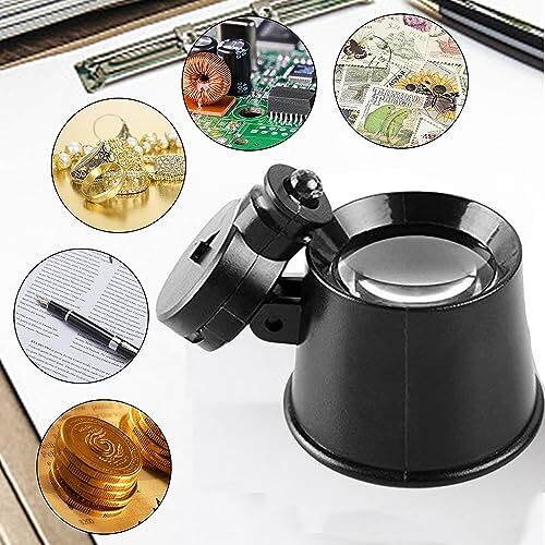 Jewelers Loupe Magnifier 10X Magnifing Glass with Lights Eye Loop ...