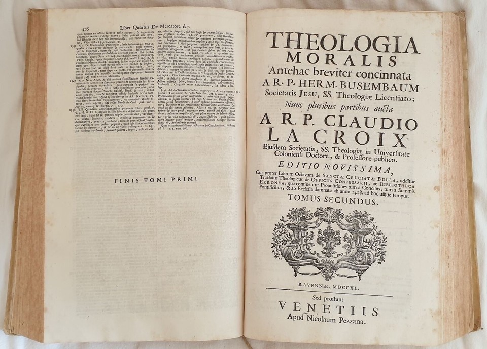 Claude Lacroix Theologia Moralis by Hermann Busembaum Excommunication ...