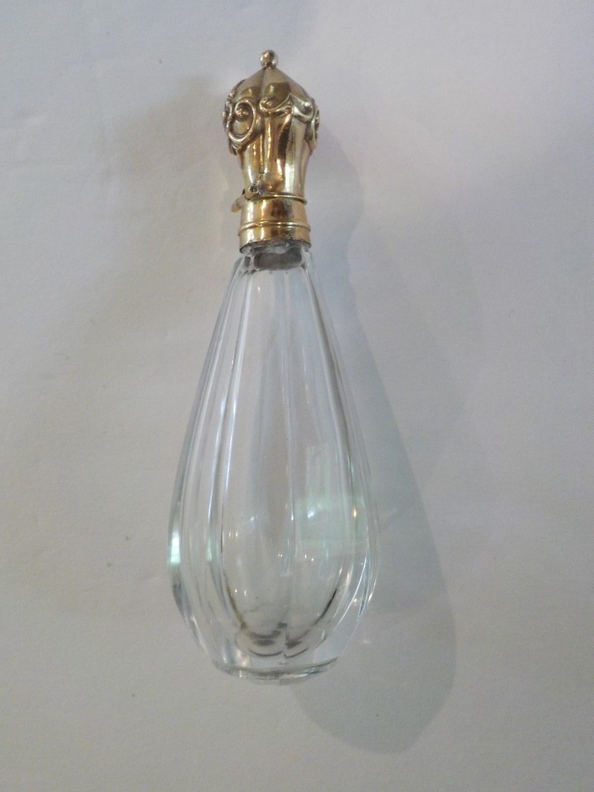 19th C. Dutch Netherlands Cut Crystal Scent / Perfume Bottle, 14 K Gold ...