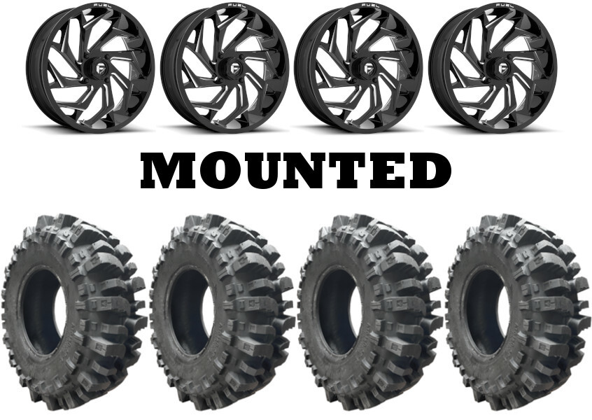 Kit 4 Interco Bogger UTV Tires 40x10-22 on Fuel Reaction Black D753 ...