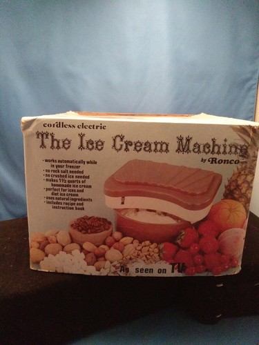 Vtg 70’s Ronco The Ice Cream Machine Cordless Electric Battery Operated ...