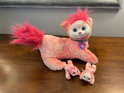 Kitty Surprise 14" Hot Pink Cat Kitten with 2 babies Plush Stuffed Toy ...