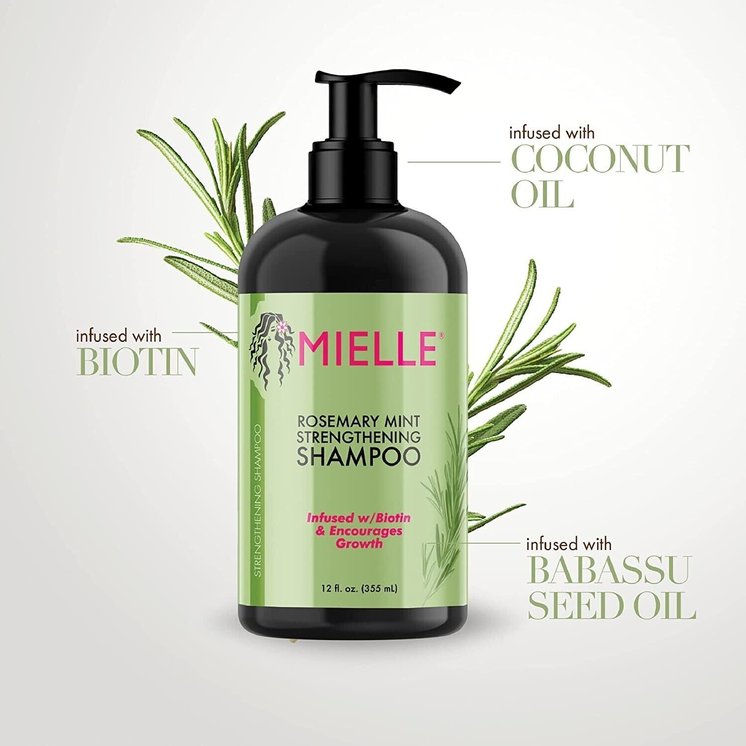 Mielle Organics Rosemary Mint Strengthening Shampoo Infused with Biotin ...