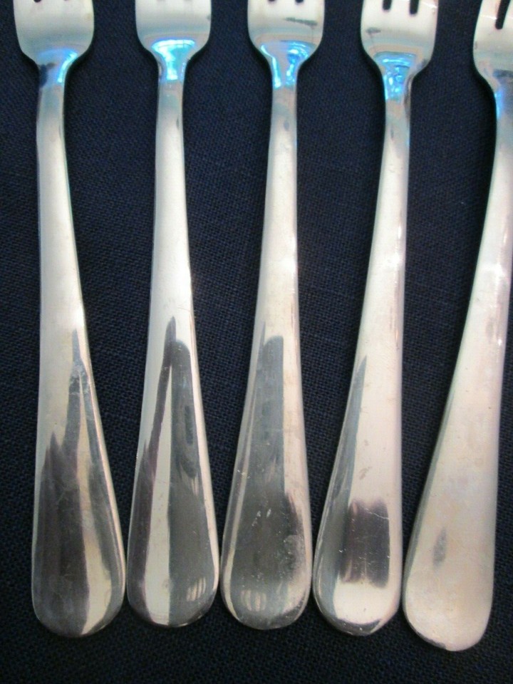 SET 5 SEAFOOD FORKS! Vintage WORLD TABLEWARE stainless 243 TAB HANDLE ...
