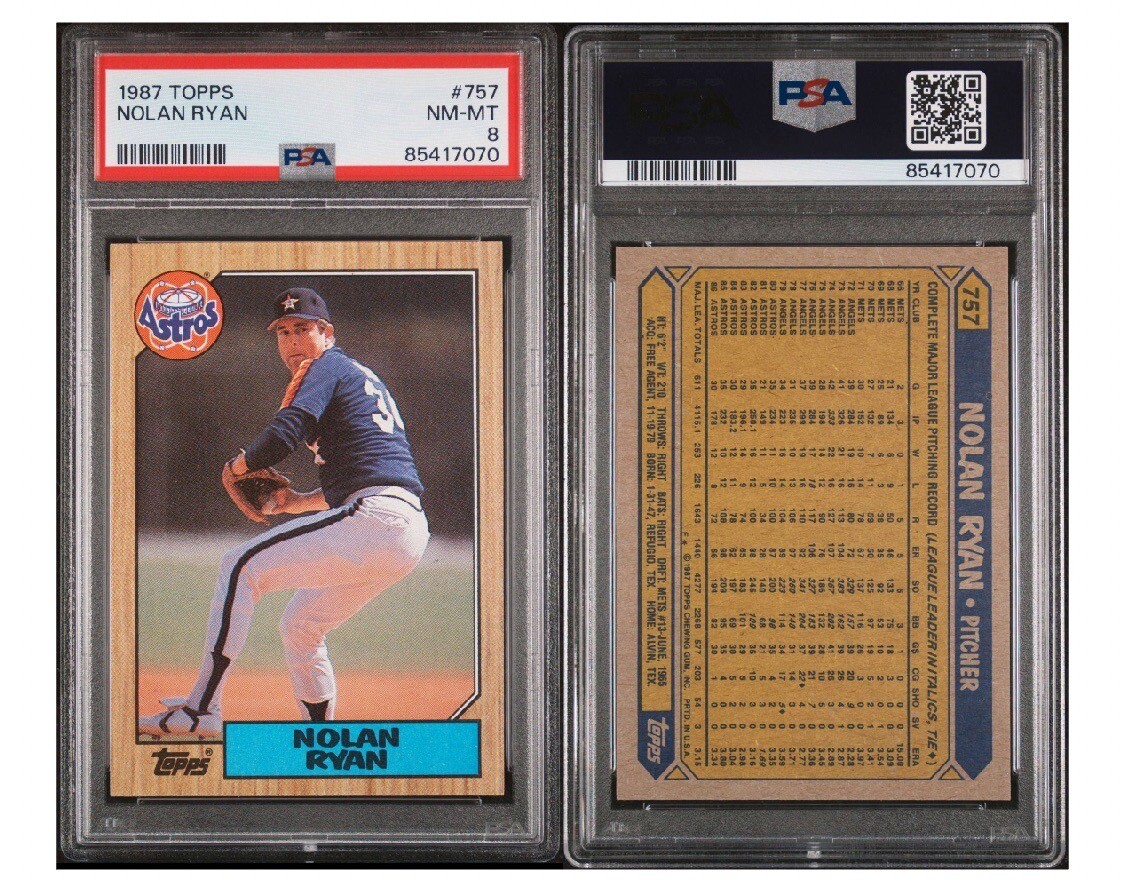 1987 Topps Baseball Nolan Ryan #757 Astros Rangers HOF PSA 8 NM-MT ...