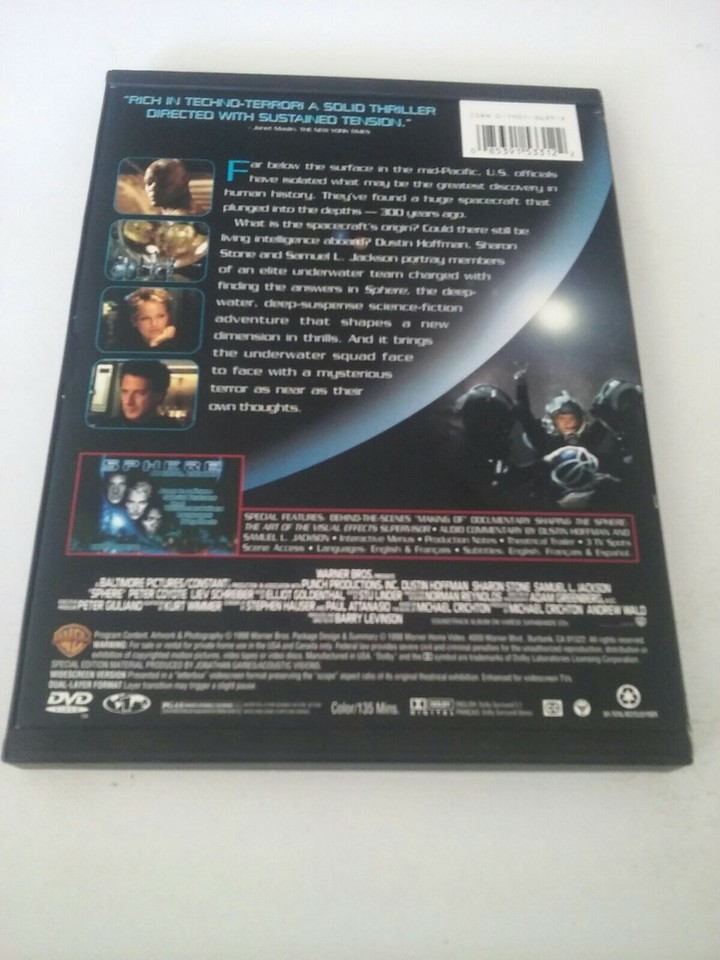 Sphere (DVD, 1998) WS Samuel L. Jackson, Dustin Hoffman, Sharon Stone ...