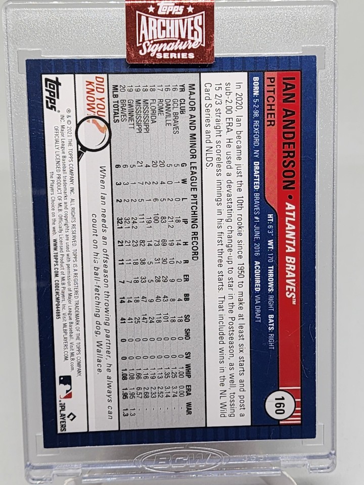 2023 Topps Archives Signature Series Ian Anderson Rookie Encased AUTO ...