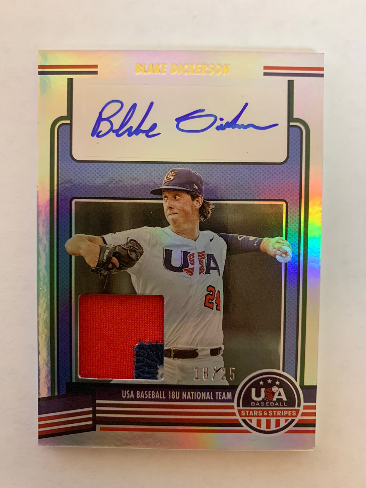 Blake Dickerson 2023 Panini Stars & Stripes U18 National Prime Patch ...