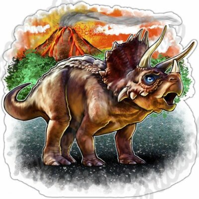 Triceratops Volcano Jurassic Reptile Car Bumper Window Vinyl Sticker ...