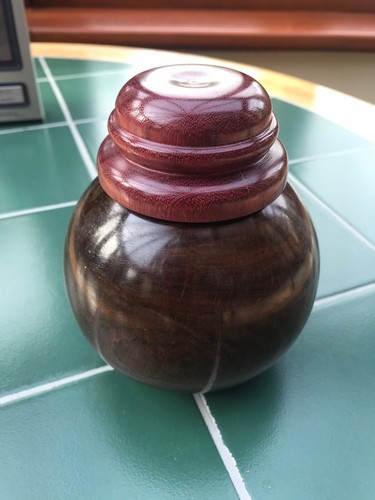 Spherical screw box/container lignum vitae and purple Heart | eBay