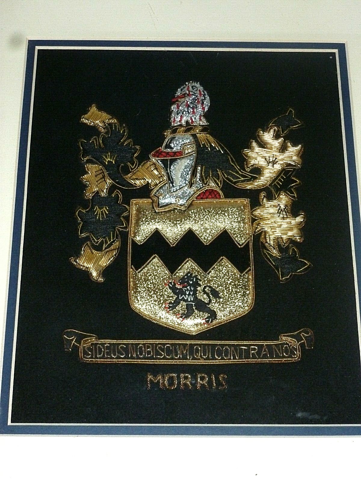 Framed Morris Family Crest Coat of Arms Heraldic Document Wall Hanging ...