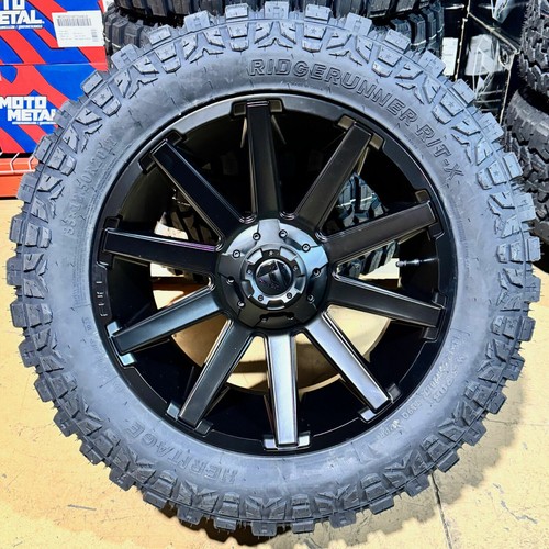 5) 20x9 Fuel D437 Contra Black Wheels 33" AT Tires 5x5 Jeep Wrangler JK ...