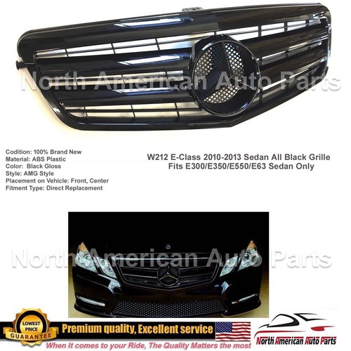 2010-2013 Mercedes-Benz E-Class E63 Grille Gloss All Black Star Emblem ...