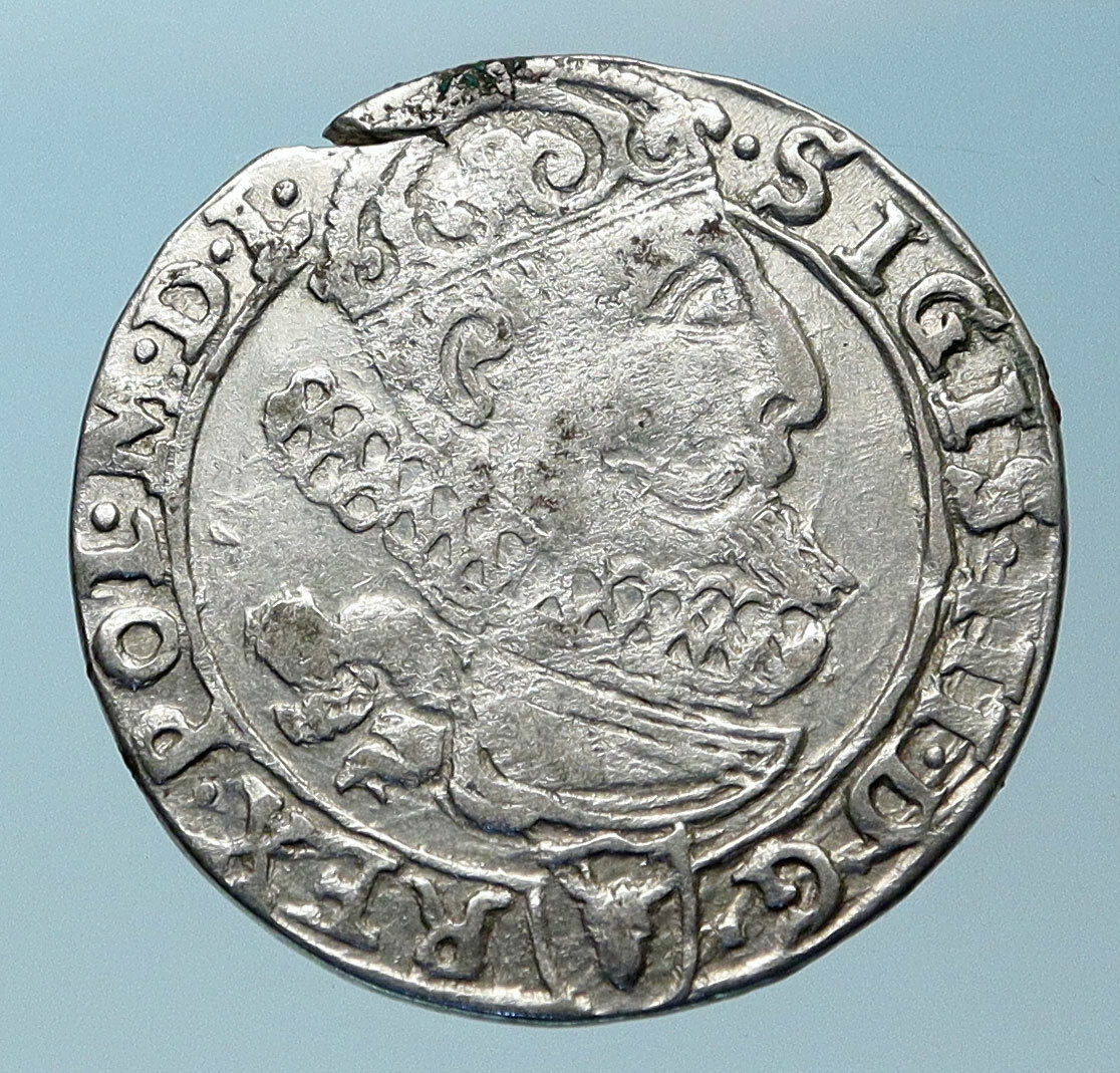 1626 POLAND King Sigismund III Genuine Antique Old Silver 6 Groszy Coin ...