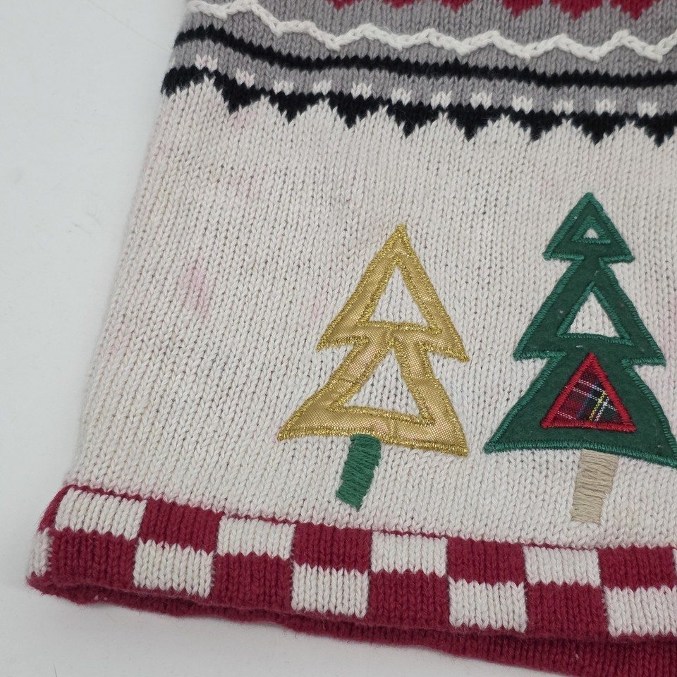 Vintage Theme Works Kikit Sweater Vest Red Christmas Ugly Santa Trees ...