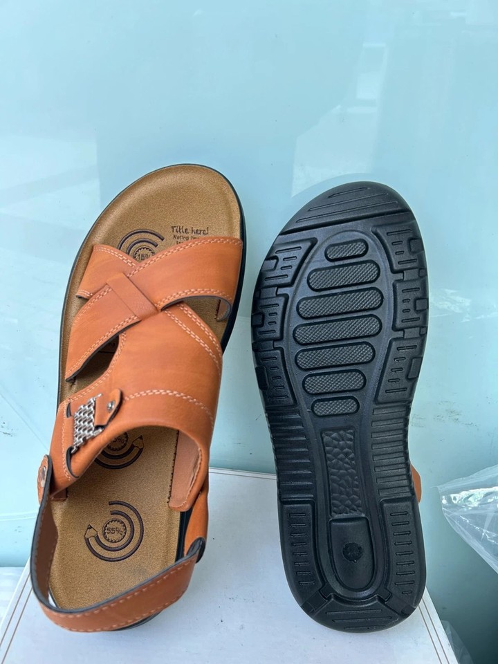 Mens Sandals Leather Walking Touch Strap Summer Beach Mules Gladiator ...