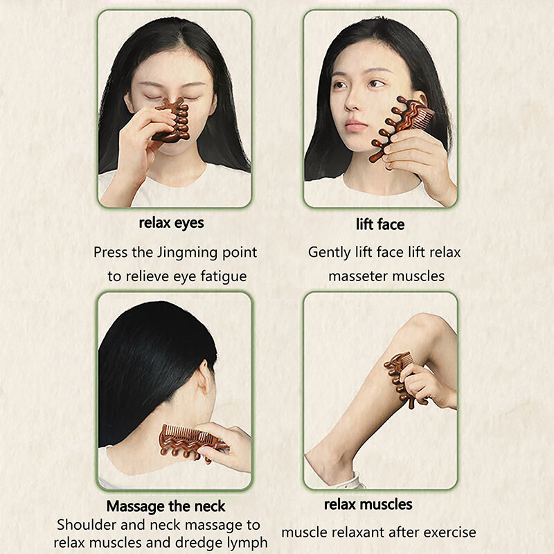 Sandalwood Massage Comb Facial Head And Neck Meridian Massage Anti-sta ...