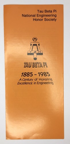 Tau Beta Pi National Engineering Honor Society Brochure Pamphlet 1985 ...