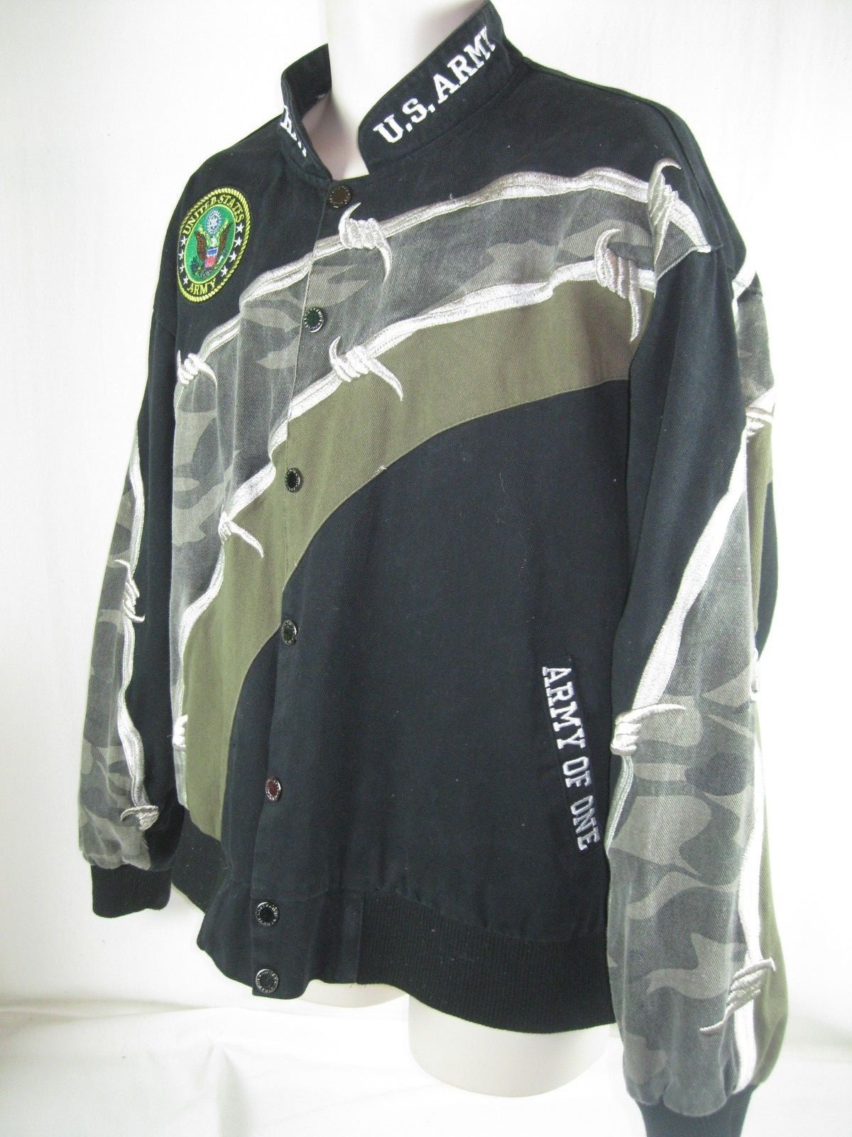 Army Camo/ Black canvas Flight Jacket Military Bomber… - Gem
