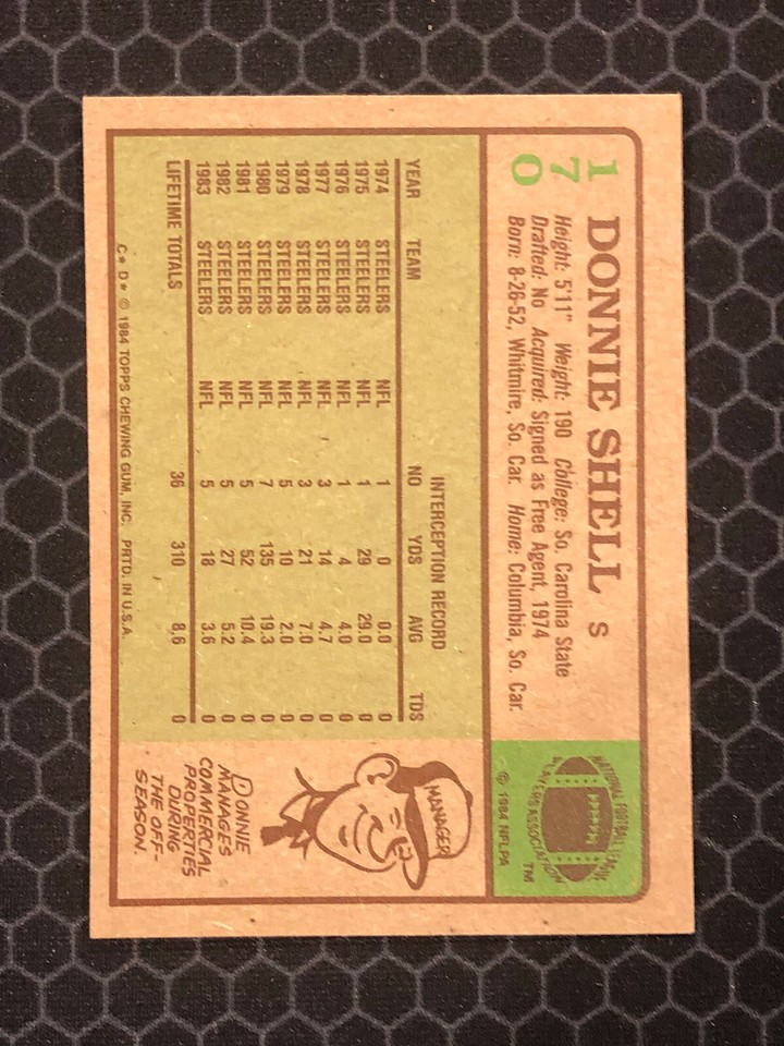 1984 Topps Football #170 Donnie Shell - Steelers - Signed Auto - SET ...