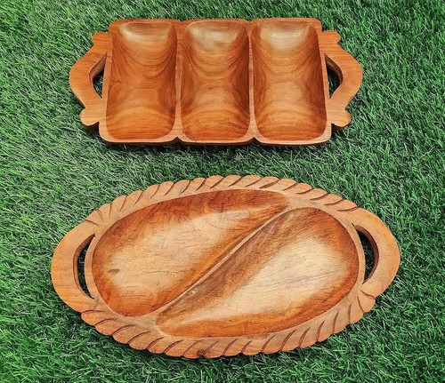 Wooden Table Top Snacks/Biscuits/Namkeen/Dry-Fruit Serving Tray for ...