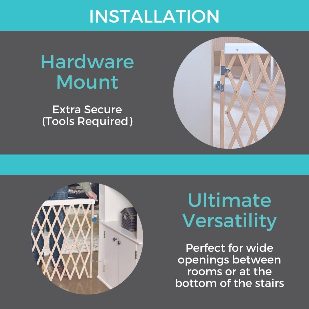Expandable Swing Wood Gate: Extra Wide Baby Gate Fits 24" - 60" Wide ...