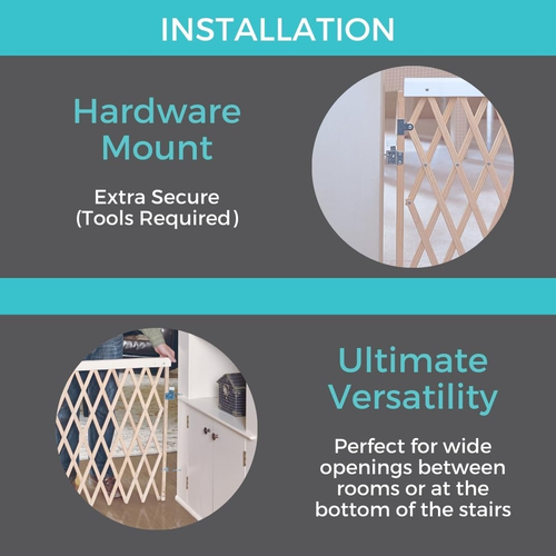 Expandable Swing Wood Gate: Extra Wide Baby Gate Fits 24" - 60" Wide ...