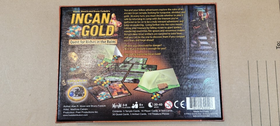 Incan Gold Quest for Riches in the Ruins Board Game by Gryphon Games ...