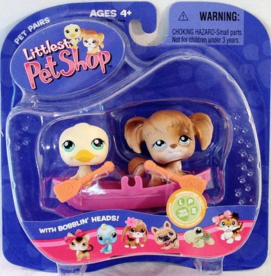 LITTLEST PET SHOP Pet Pairs 2006 Duck #199 & Dog #200 w/ BOAT Vintage ...