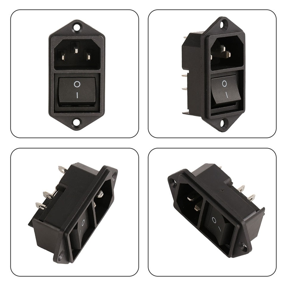 10A IEC320 C14 Power Outlet Receptacle with Rocker Switch for AC Power ...
