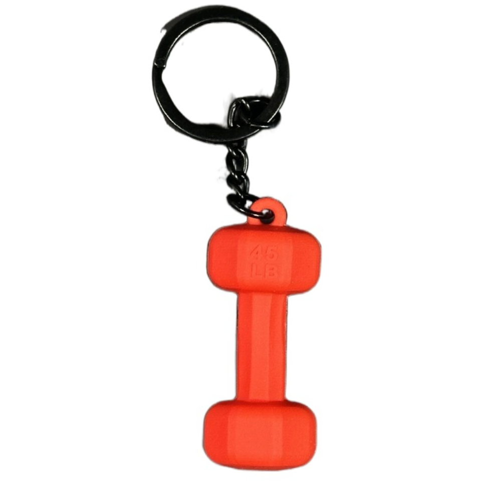 1pcs Fitness Series Dumbbell Keychain Soft Rubber Key Ring Hook Gym ...
