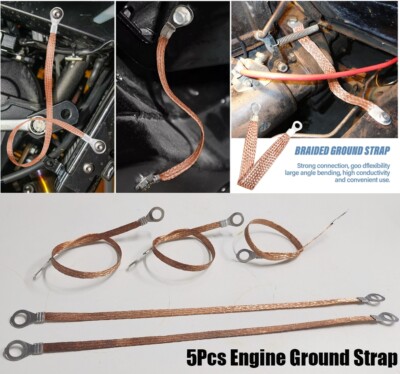 5x Engine Ground Strap Copper Cable Kit Car Truck Firewall Engine Body ...