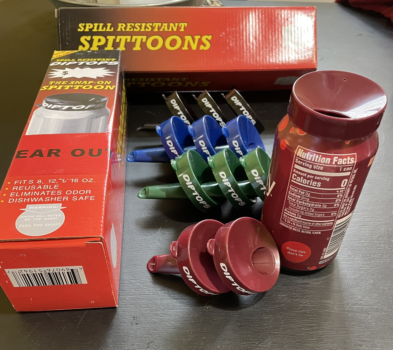 DIPTOPS Spill Resistant Can Snap on Spittoon - DIP Top Skoal Chew for ...