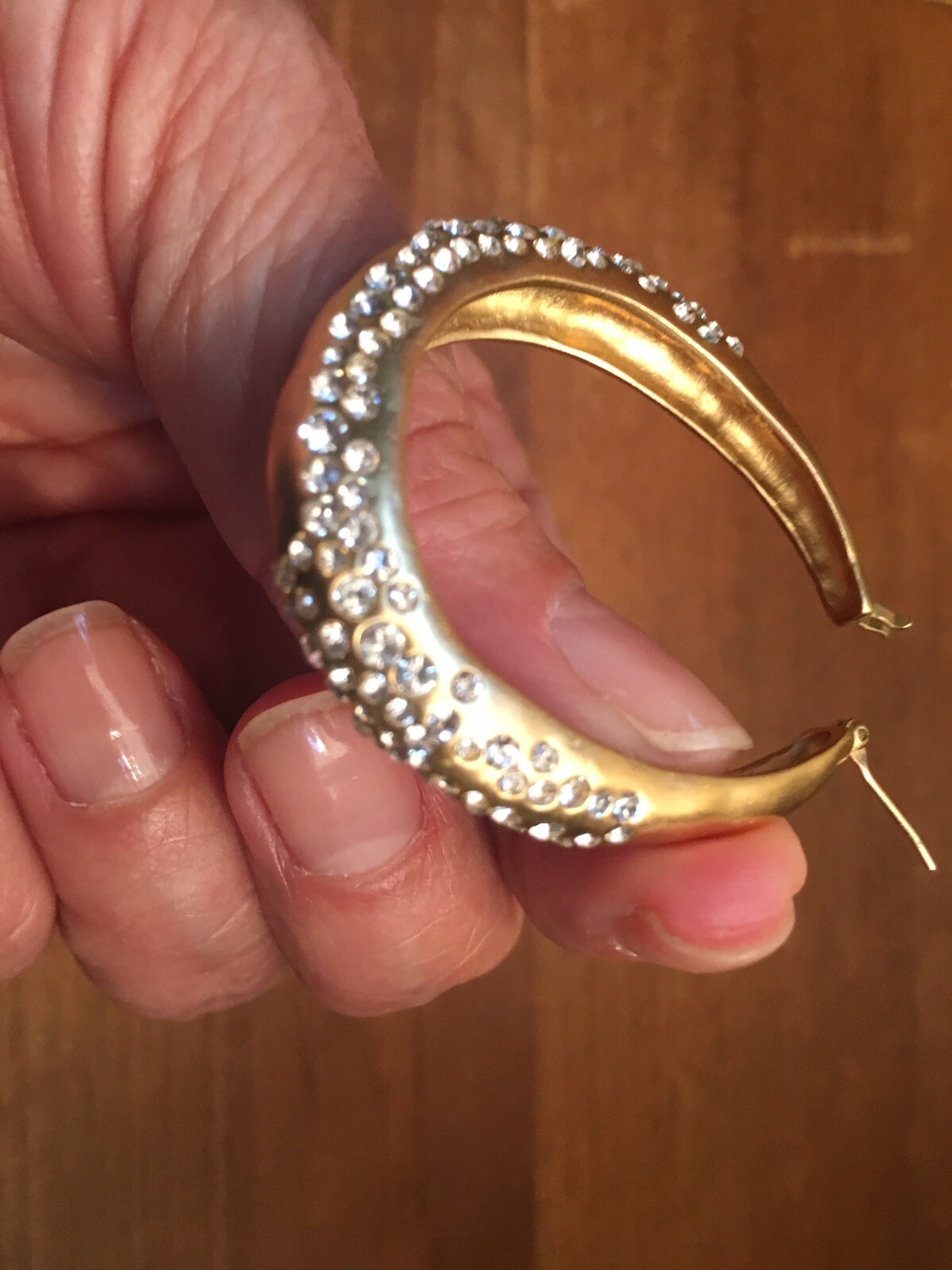 ABS By Allen Schwartz Gold Pave Hoop Contemporary Statement Earrings | eBay