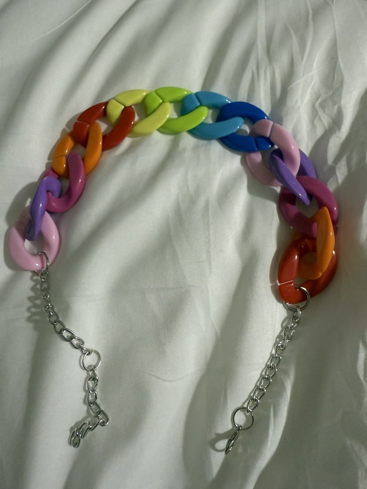 Acrylic Big Curb Blue Red Purple Pink Fat Link Chain Chunky Statement ...