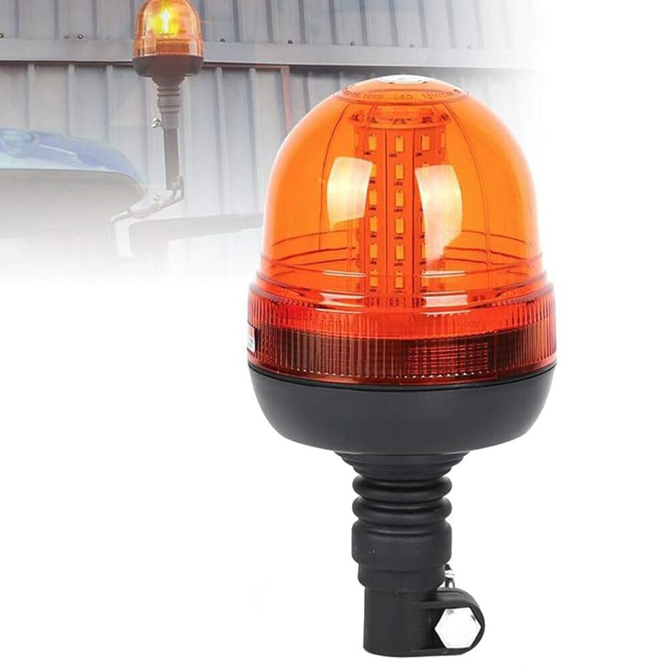 60 LED Beacon Warning Flashing Rotating Amber Flexible Din Pole Tractor ...