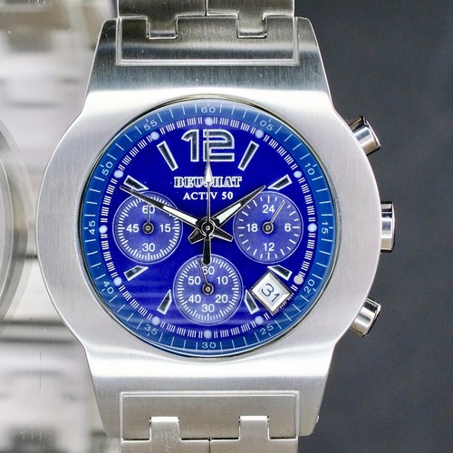 BEUCHAT ACTIV 50 DIVERS MENS WATCH BLUE CHRONOGRAPH DIAL STEEL 50M | eBay