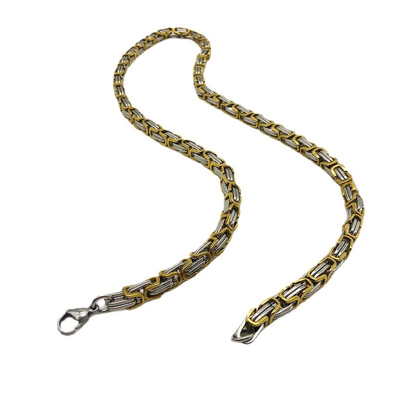 Mens Stainless Steel 4/5/6/8mm Byzantine Box King Chain Necklace ...